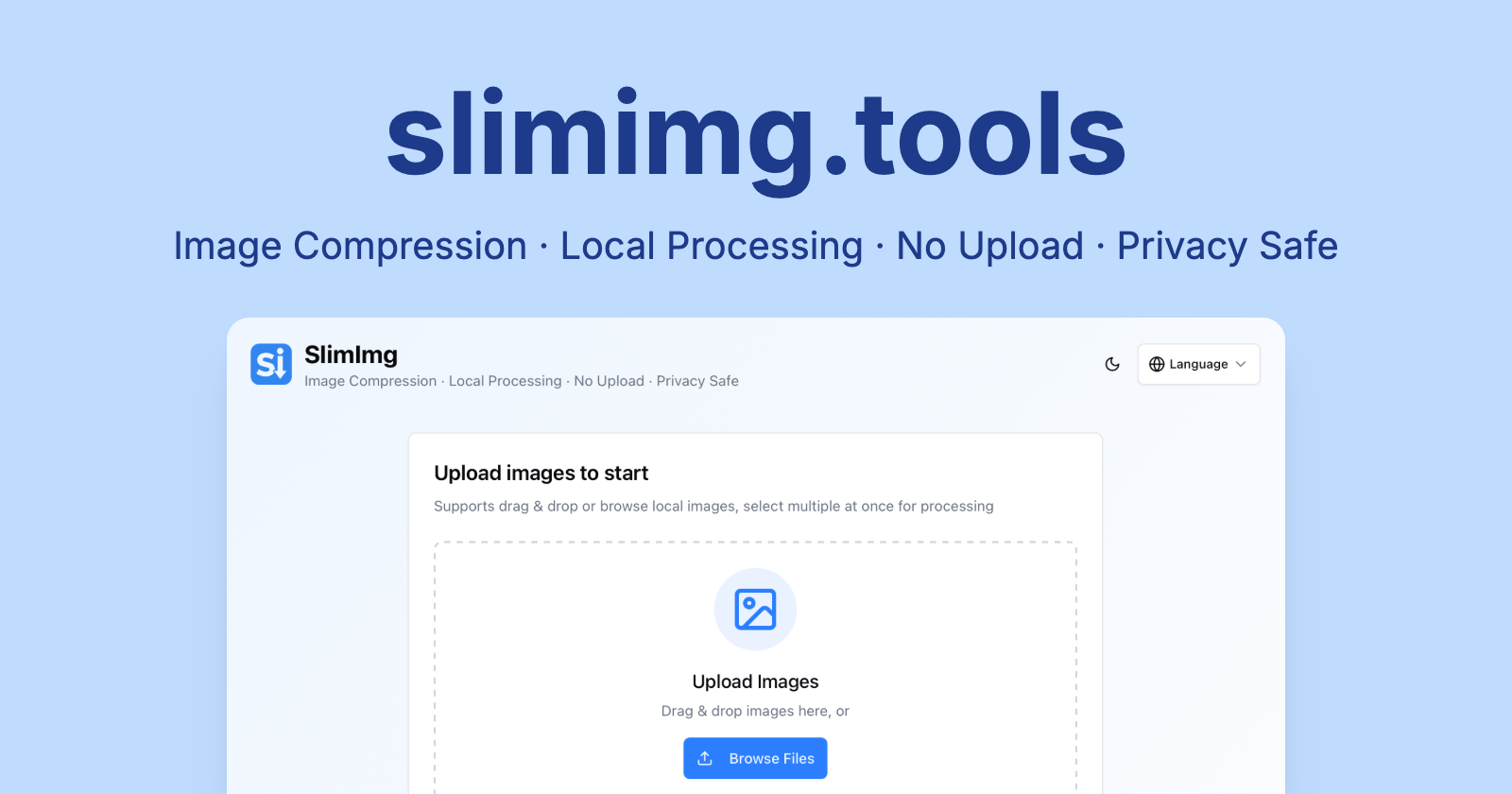 SlimImg - Image Compression Tool | No Upload Needed